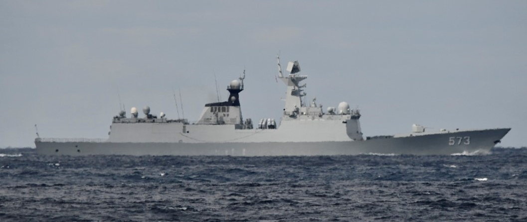 Chinese Navy's Jiangkai-class frigate No.573 sails on the sea near ...
