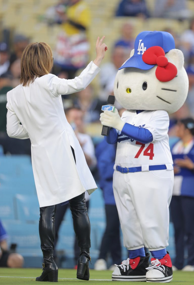 Hello Kitty Throws the First Pitch on Specially Themed Night at Dodger ...